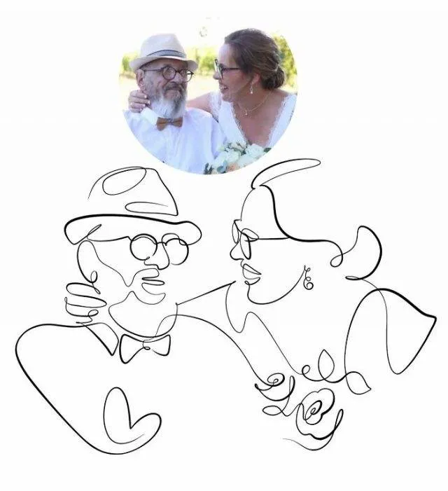 30 Custom One-Line Drawings That Capture Happiness