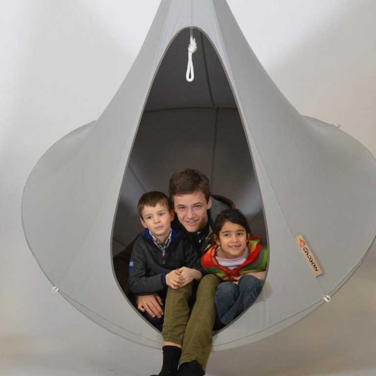 Sit Back And Relax In The Leisurely Grey Hanging Cacoon
