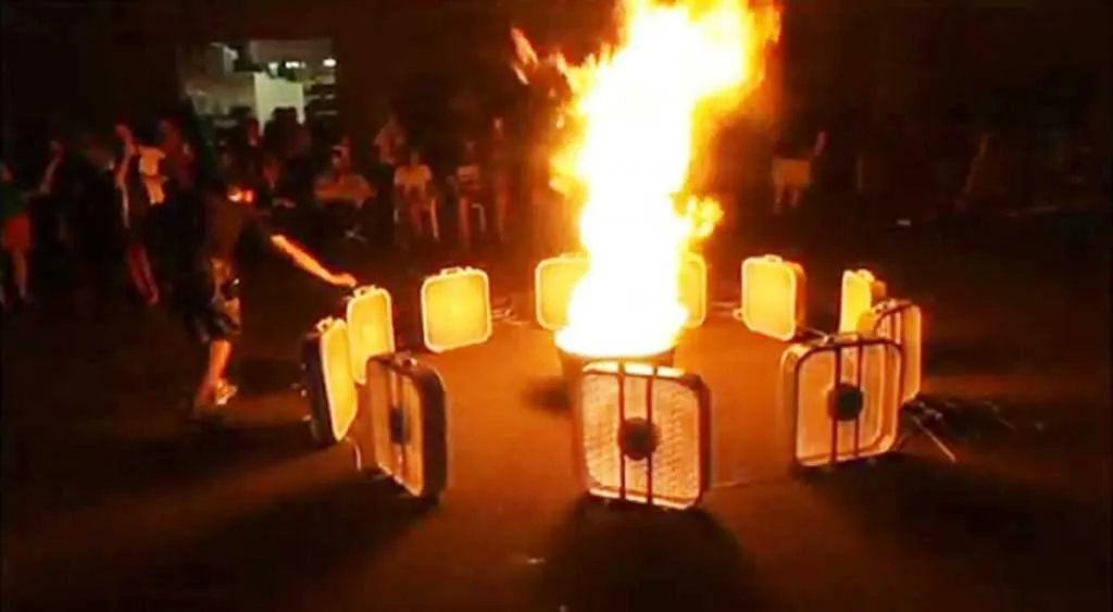 Fire Tornado Created With A Campfire And A Few Fans