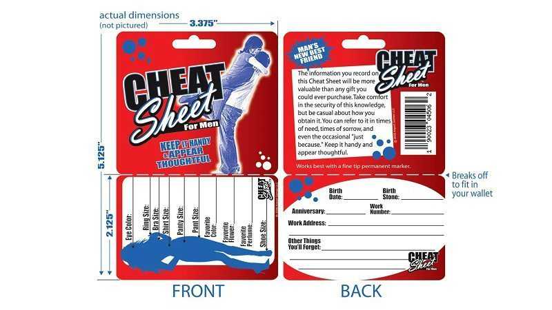 Cheat Sheet For Men - Pretty Valuable Tool If You Ask Me